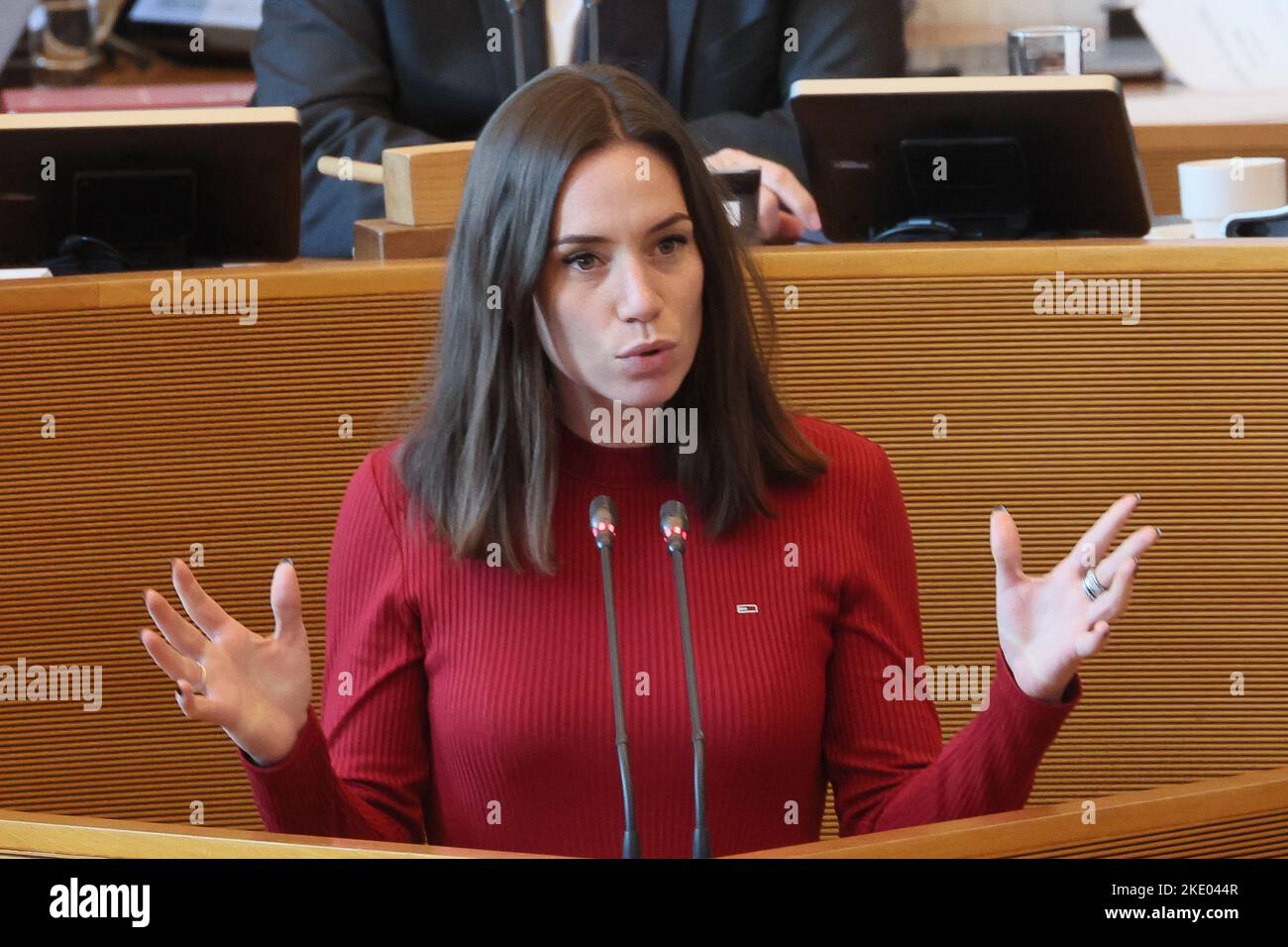 MR's Rachel Sobry pictured during a plenary session of the Walloon ...