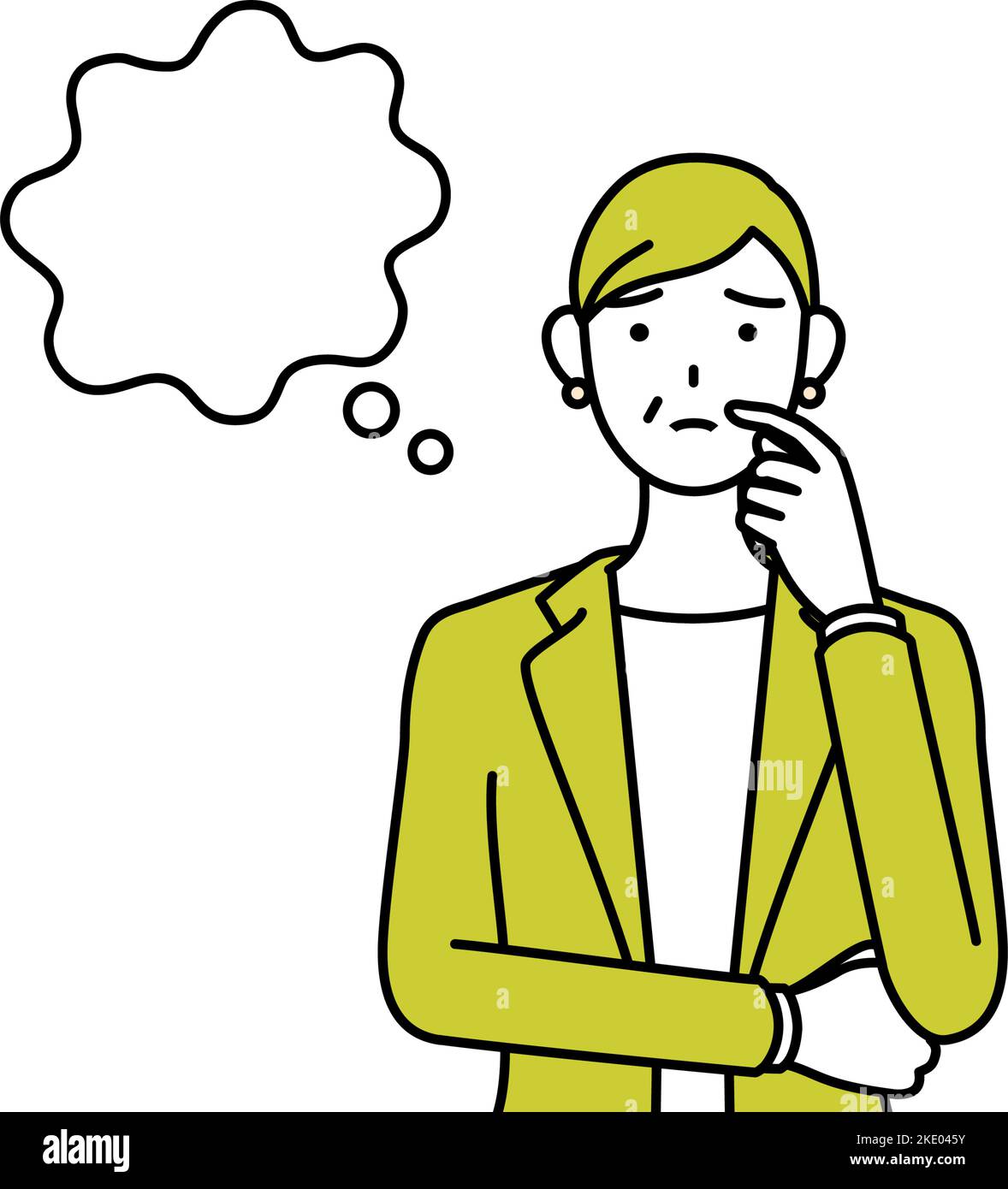 Simple line drawing illustration of a Senior woman in suit,female ...