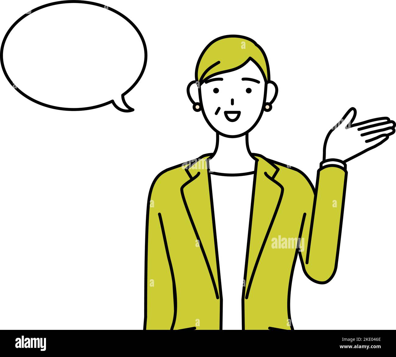 Simple line drawing illustration of a Senior woman in suit,female ...