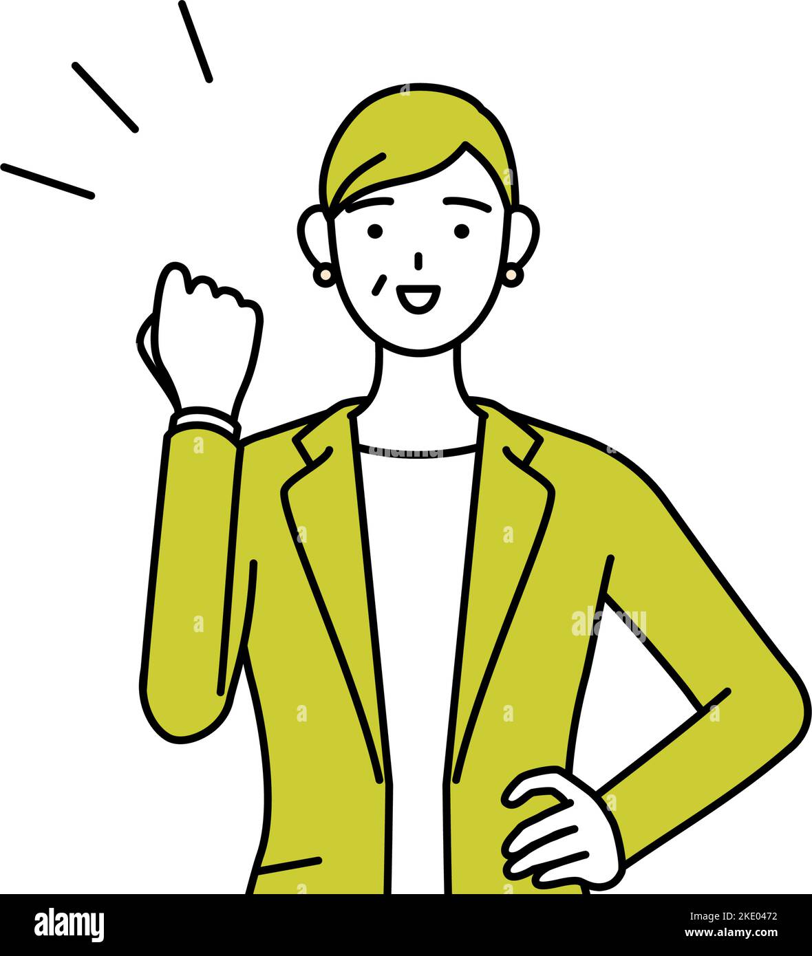 Simple line drawing illustration of a Senior woman in suit,female ...