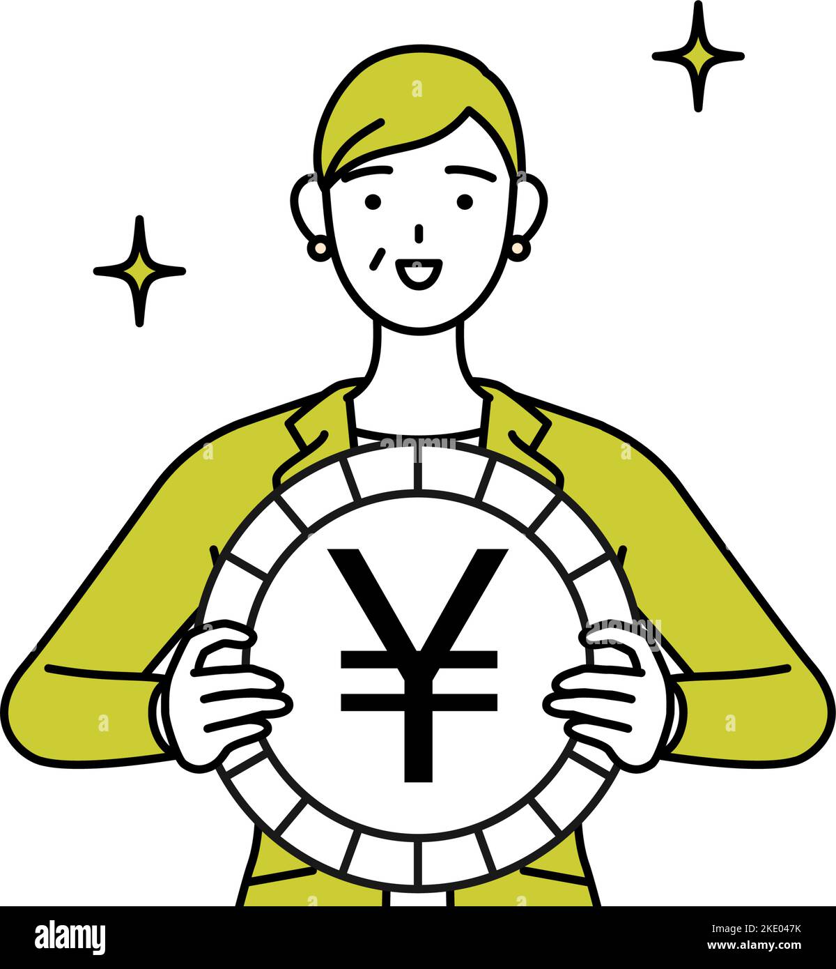 Simple line drawing illustration of a Senior woman in suit,female ...