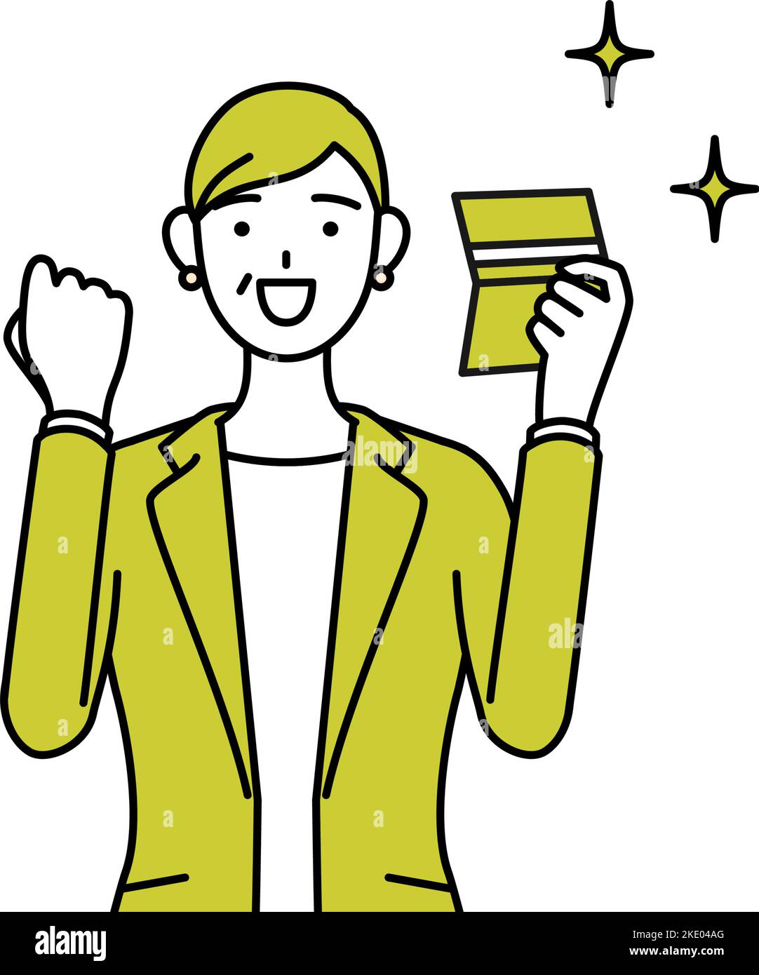 Simple line drawing illustration of a Senior woman in suit,female ...