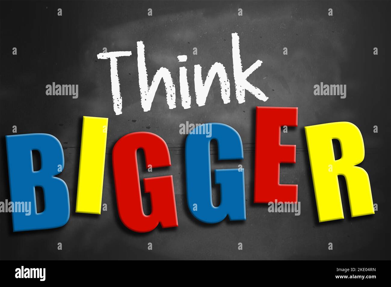 Think bigger conceptual words on blackboard, 3d rendering Stock Photo ...