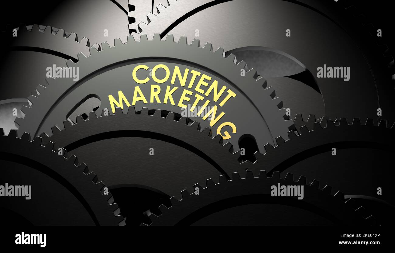 Cogs with content marketing word, 3d rendering Stock Photo - Alamy