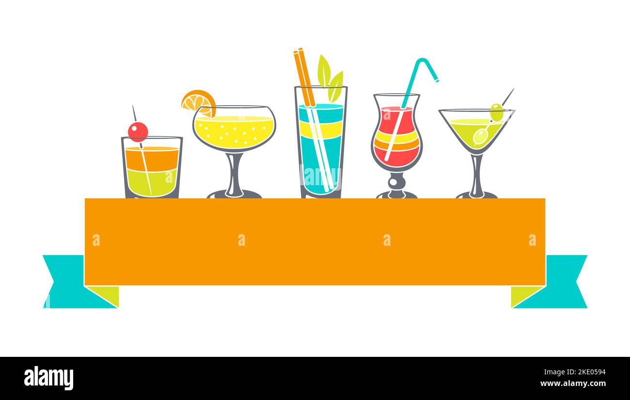 Background with cocktails in glass. Alcoholic drink for party Stock ...