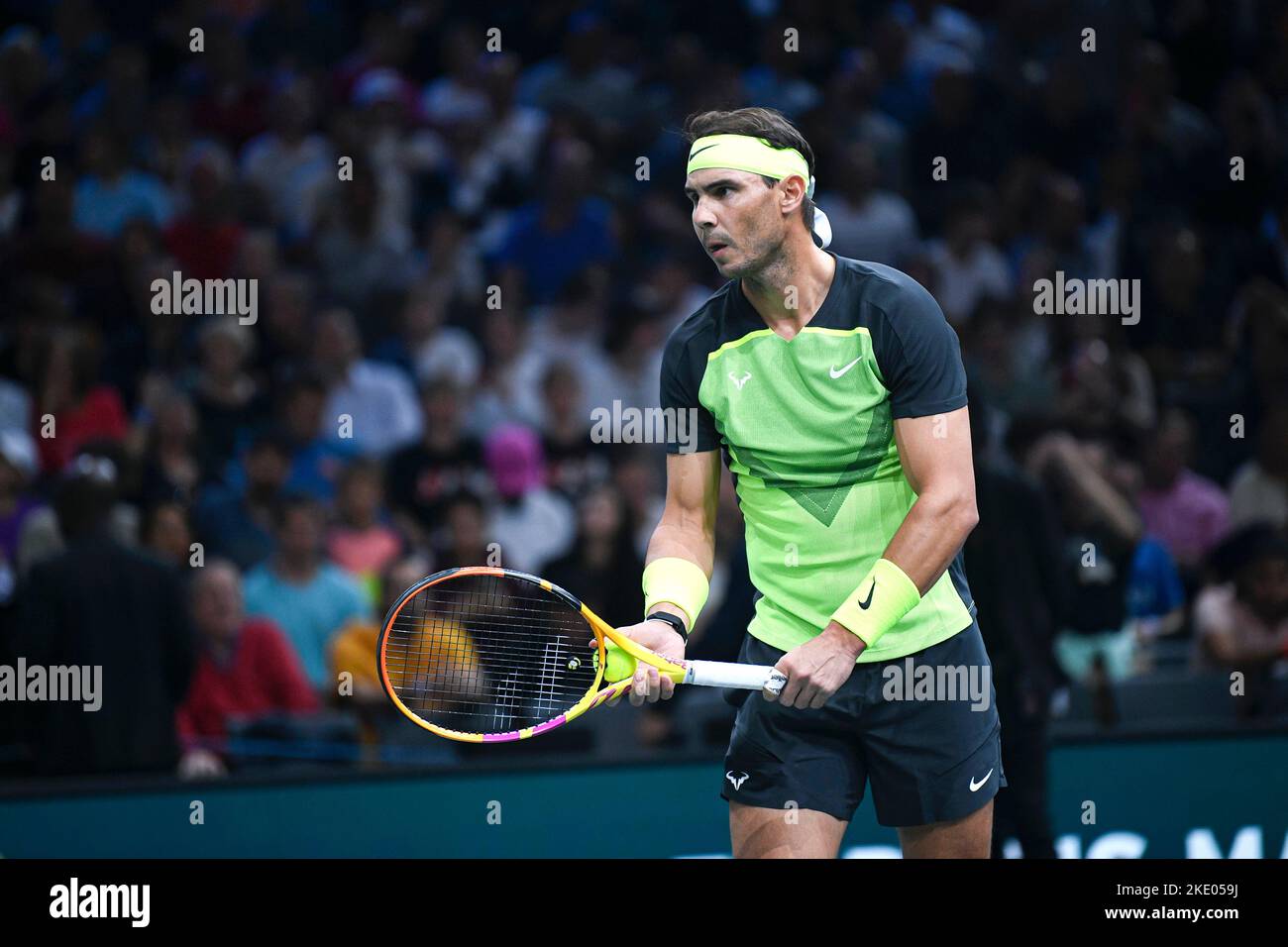 Rafael "Rafa" Nadal of Spain serves (serve, service) during the Rolex ...