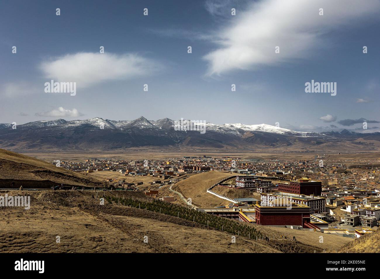 A panoramic view of the city of Litang, Sichuan, China, surrounded by ...