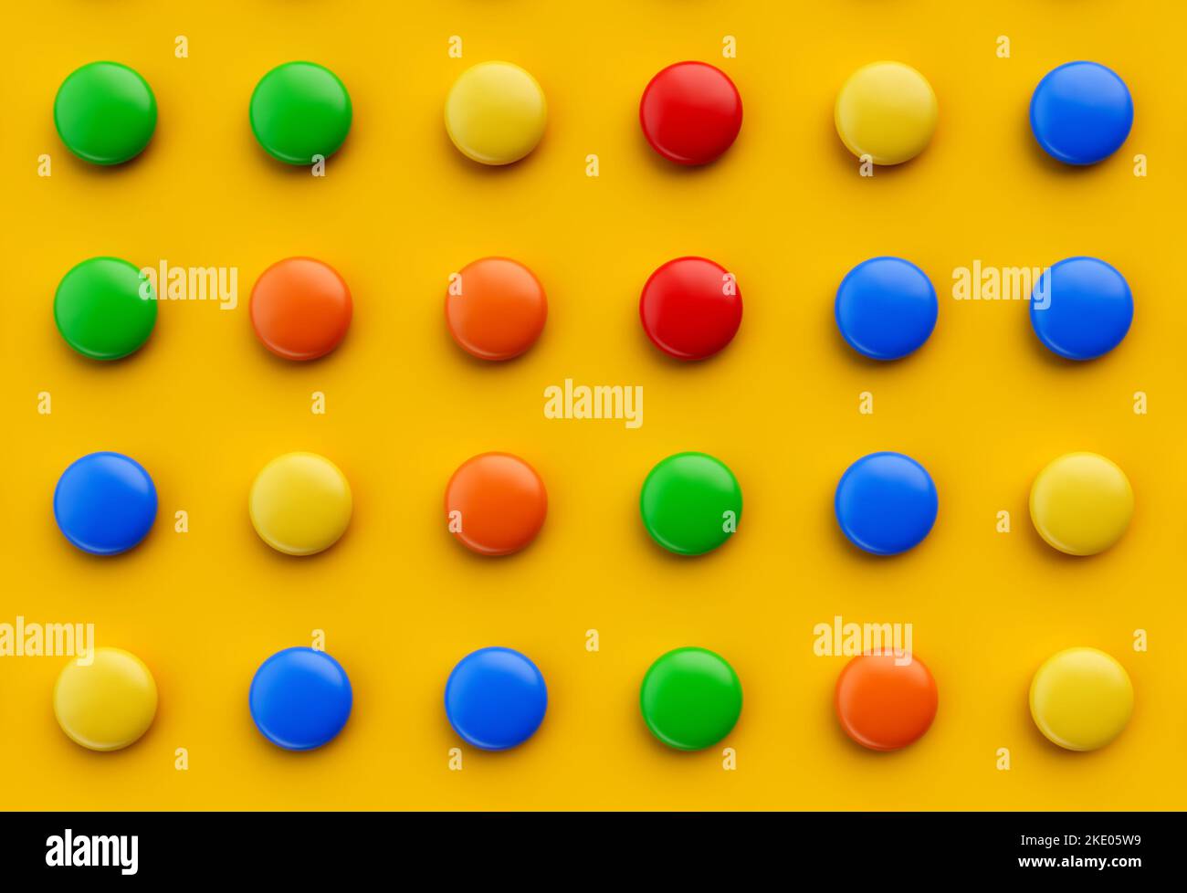 A top view of 3d rendering colorful chocolate candy pills isolated on ...