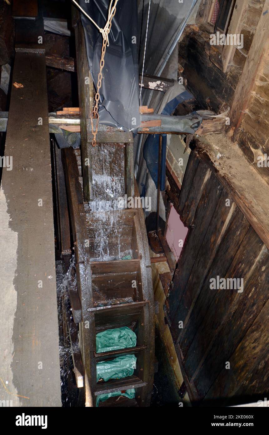 Austria, mill wheel of the so-called Strutz-Mill, an old water mill in ...