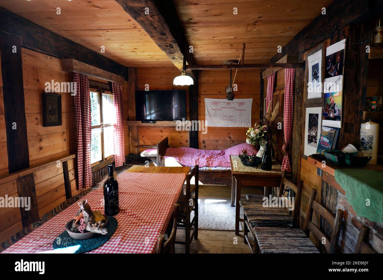 Austria, living room of the miller with table and bed in the so-called ...
