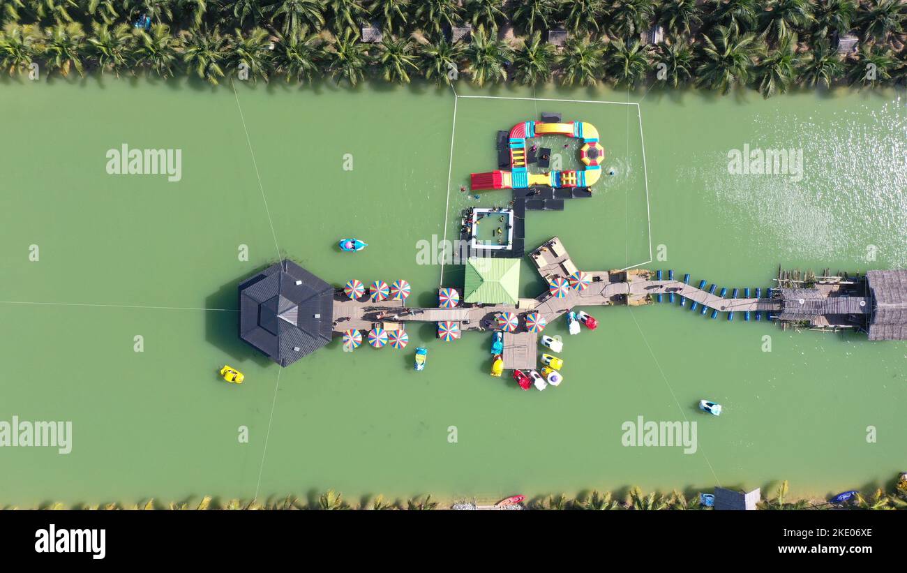 A bird's eye view of an expansive children's playground built on a ...