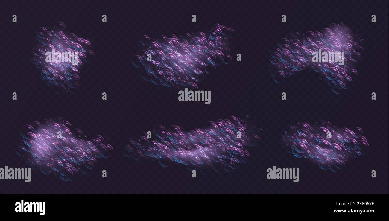 Realistic soap bubbles with rainbow reflections, colorful iridescent ...