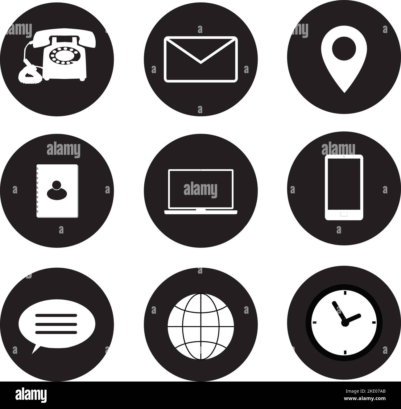 Contact page icon set on white background. Contact us sign. Web icon ...