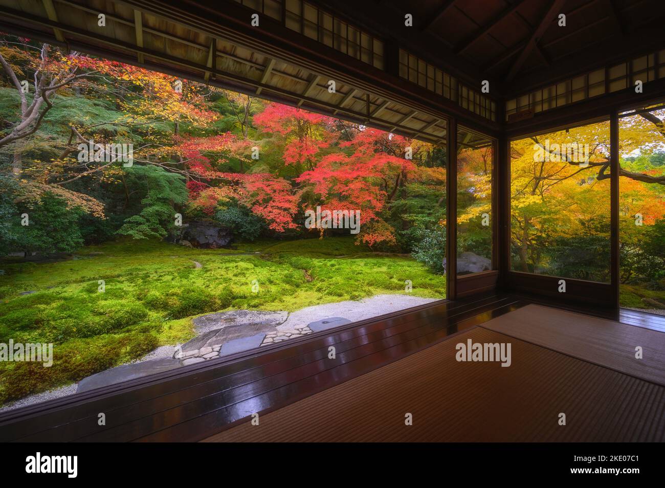 The Beautiful maple trees reflect in a temple in Kyoto, Japan Stock ...