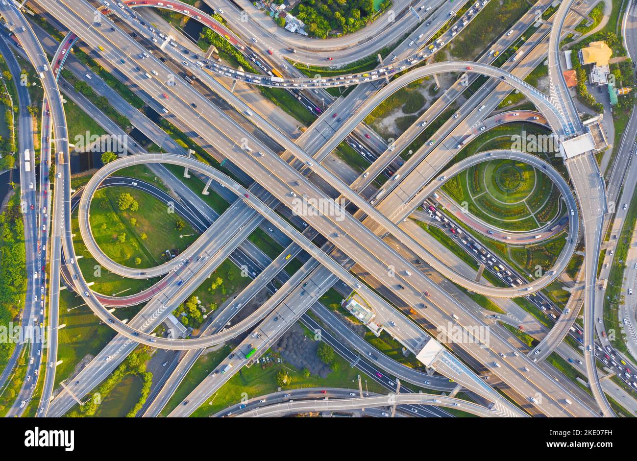 An aerial view of an elevated road in the city Stock Photo - Alamy
