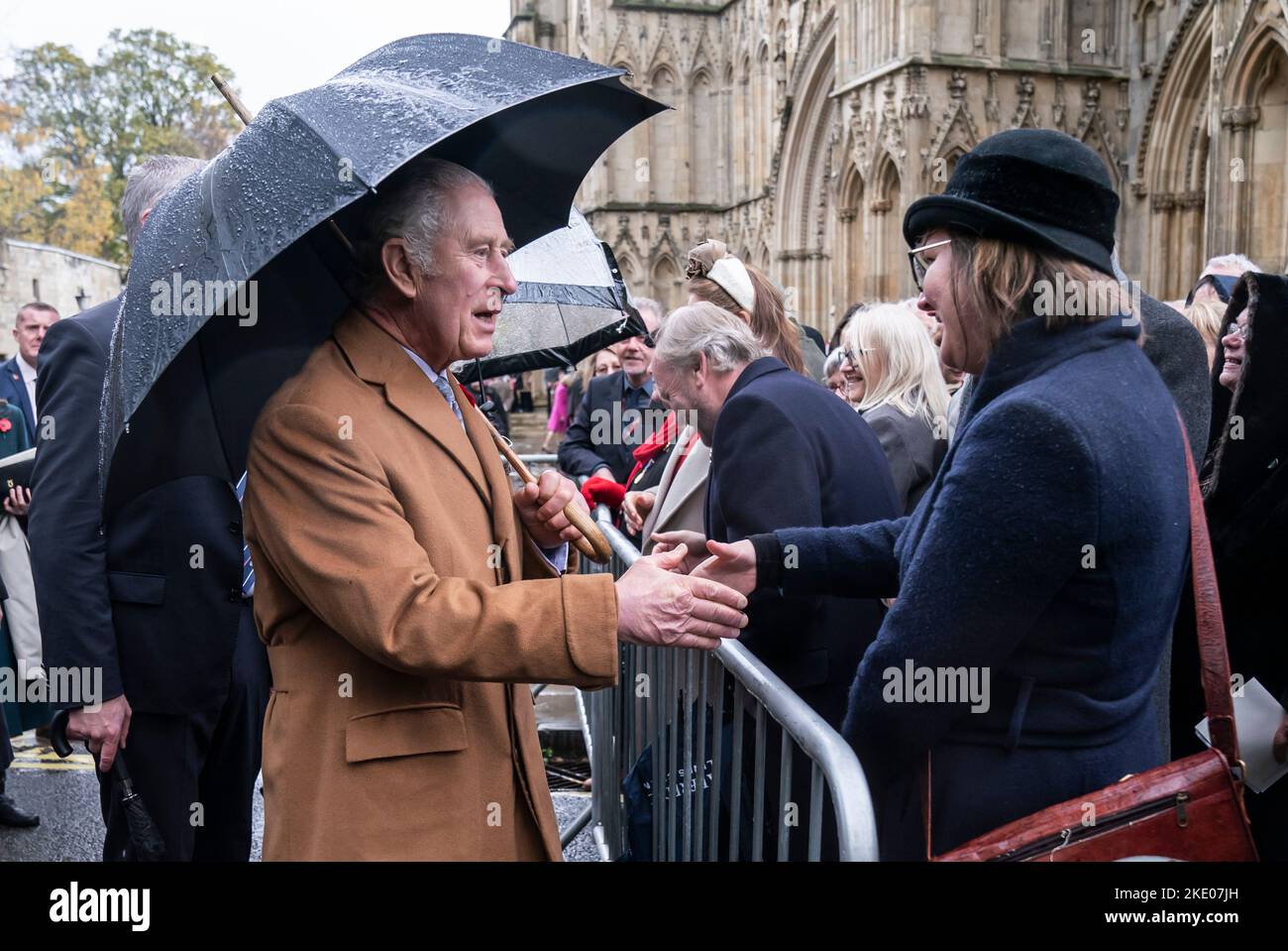 King Charles III meets members of the public after unveiling a statue ...