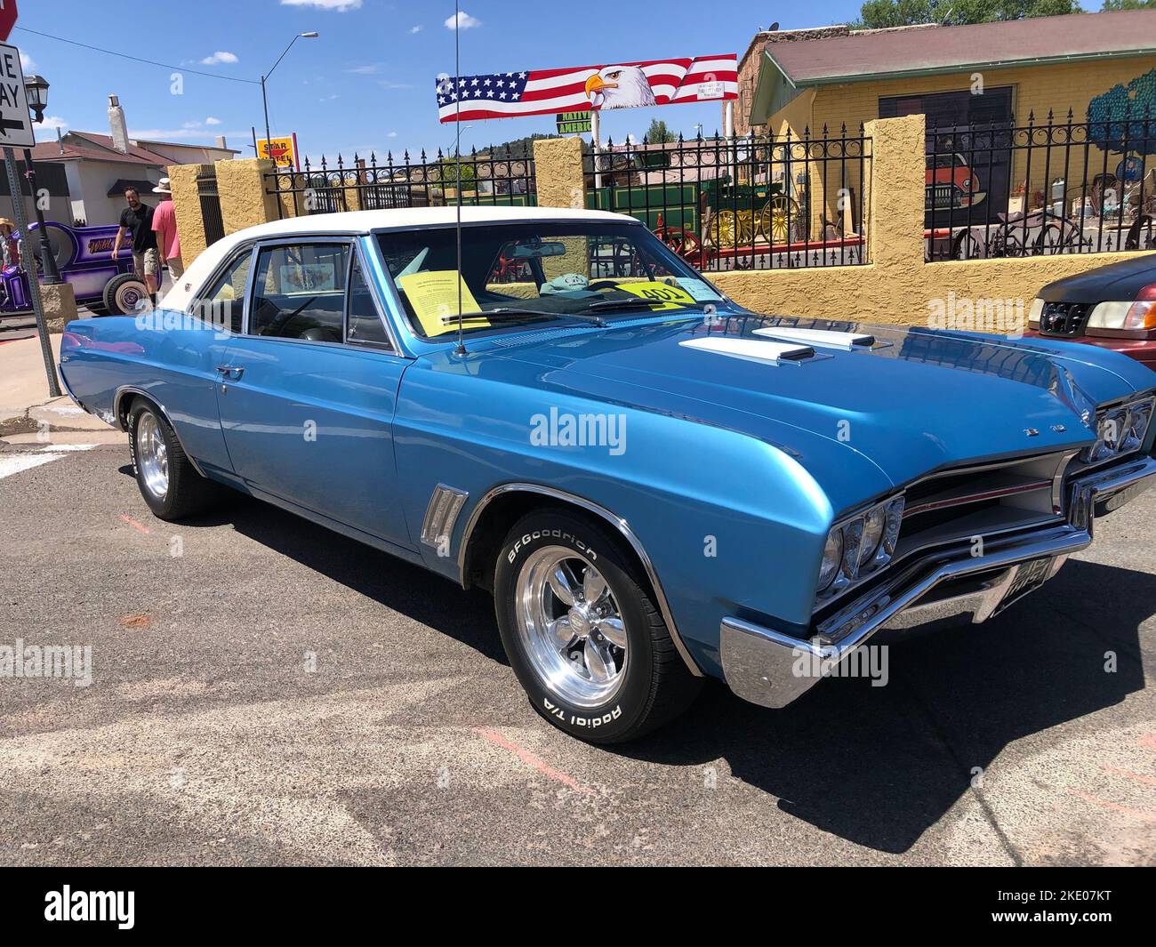 A beautiful classic blue Chevrolet Chevelle on the road during a car ...