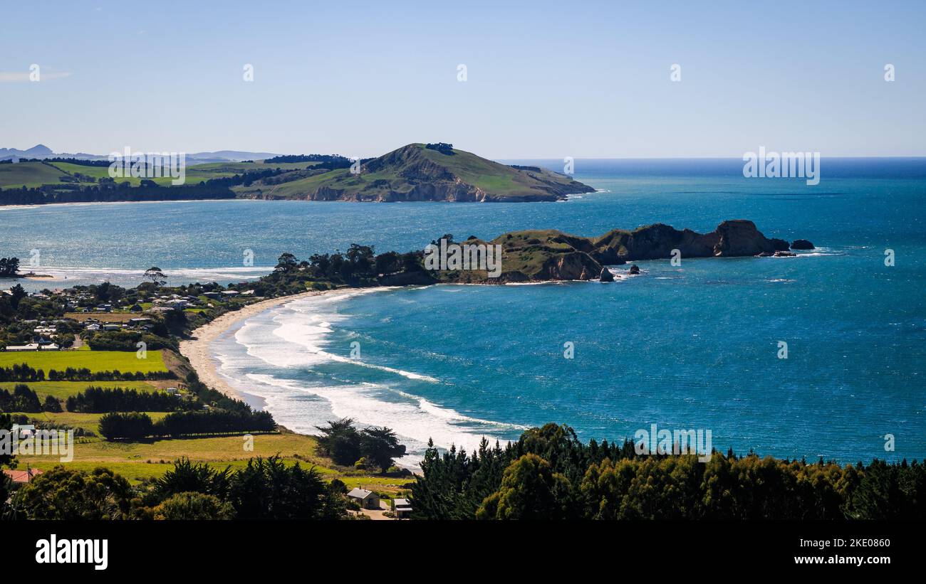 A bird's eye view of Moeraki Esplanade Reserve, New Zealand Stock Photo ...