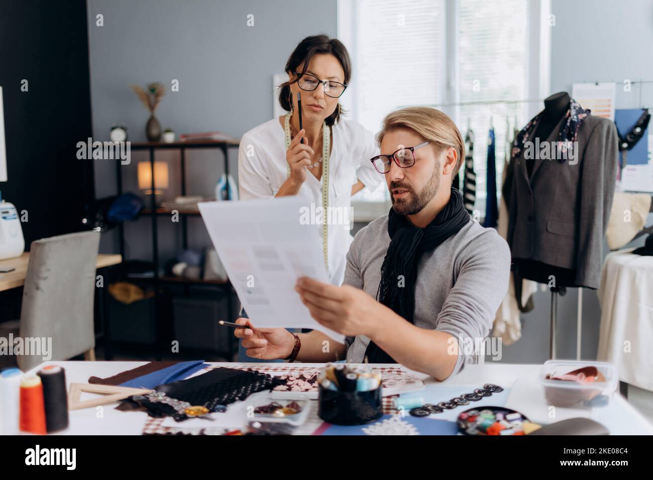 Inspired people working at atelier Stock Photo - Alamy