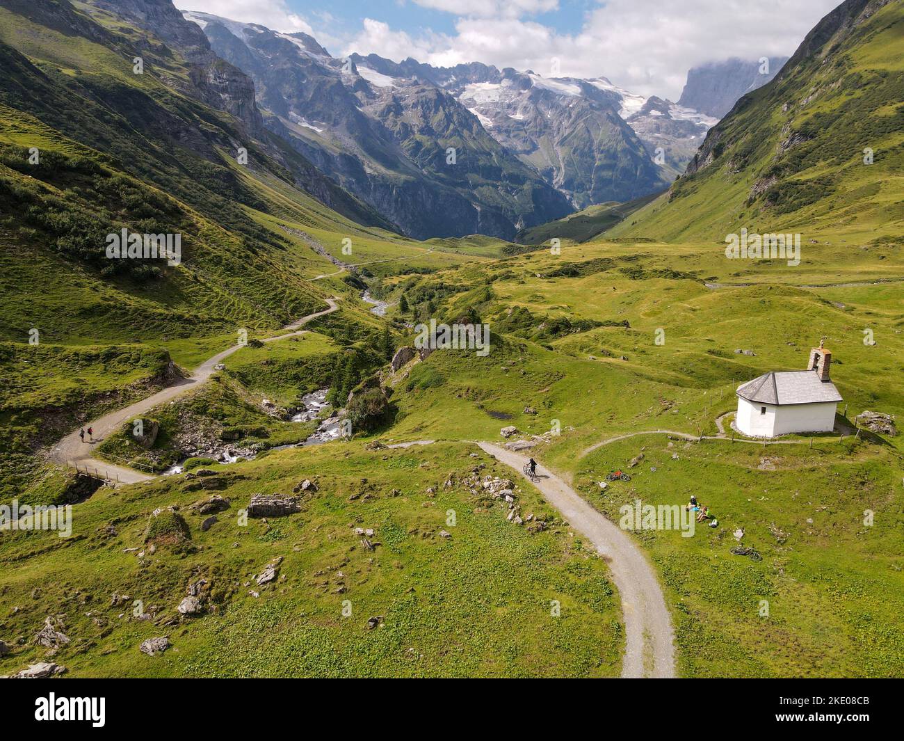 Drone view at Furenalp over Engelberg on the Swiss alps Stock Photo - Alamy