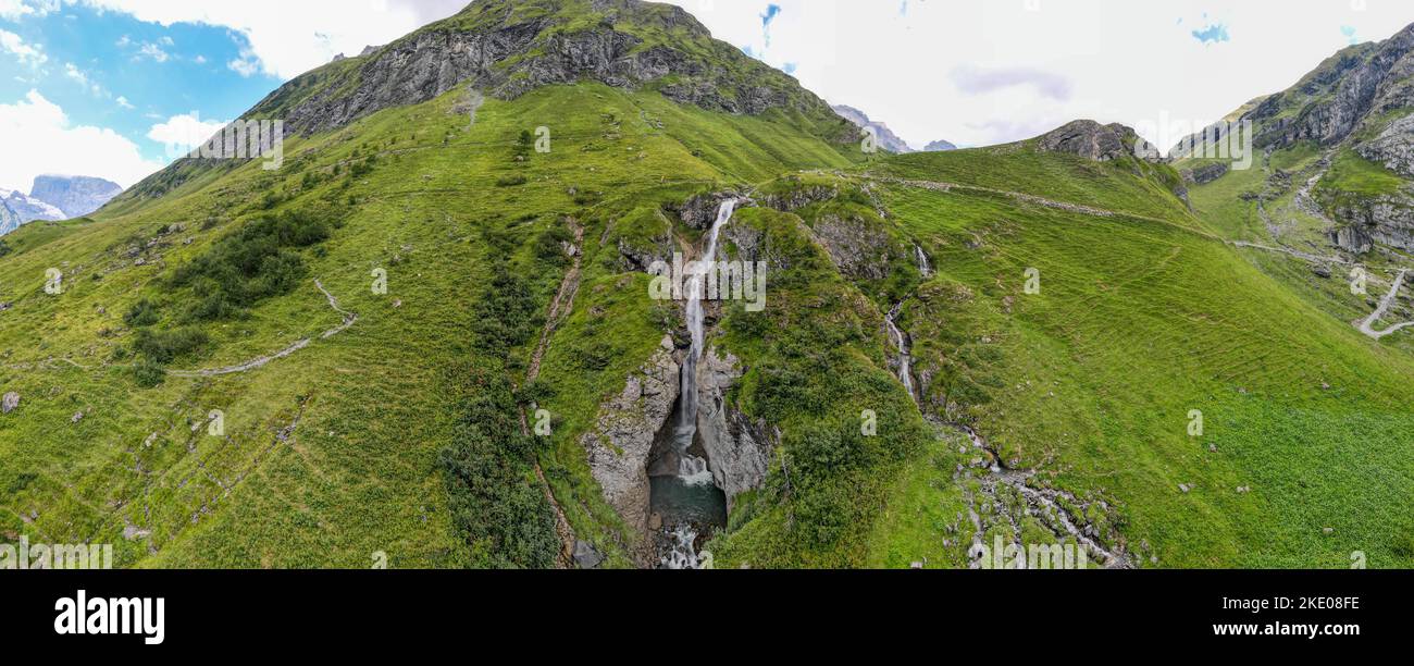 Stauber waterfall at Furenalp over Engelberg on the Swiss alps Stock ...