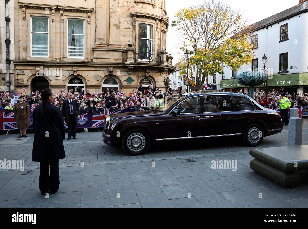 King Charles III and the Queen Consort arrive for a ceremony at Mansion ...