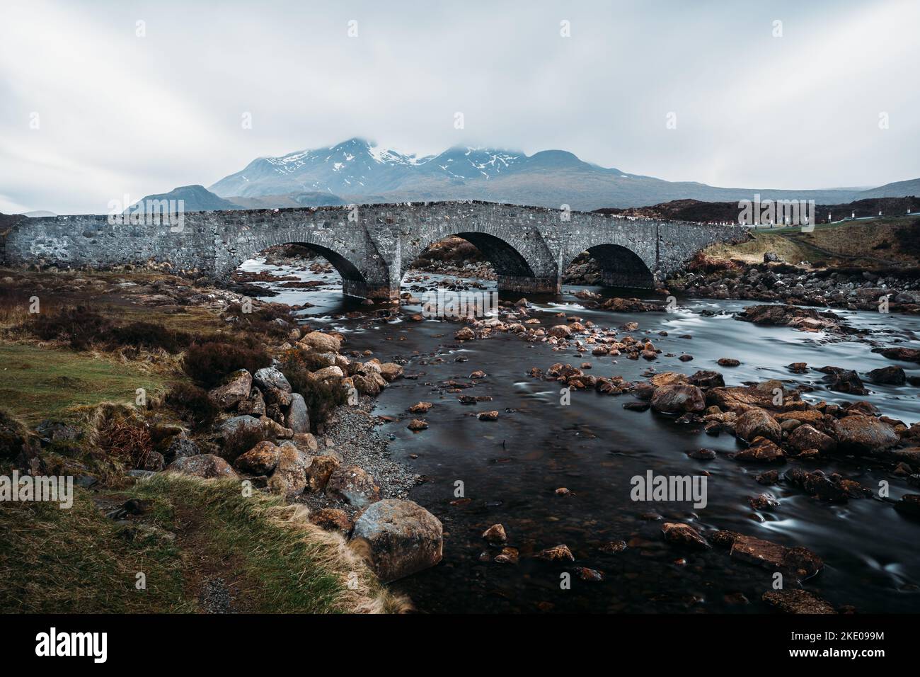 A beautiful view of the Sligachan Old Bridge in Scotland Stock Photo ...