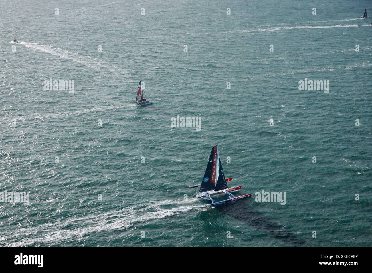 Start race JOYON Francis - IDEC SPORT - ULTIM 32/23 during the Route du ...