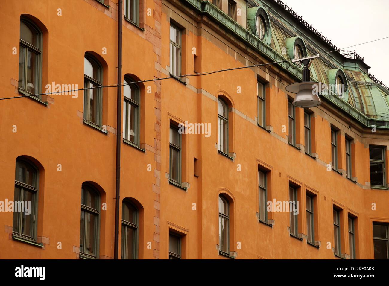 The beautiful exterior of an old yellow buildings in Stockholm Stock ...
