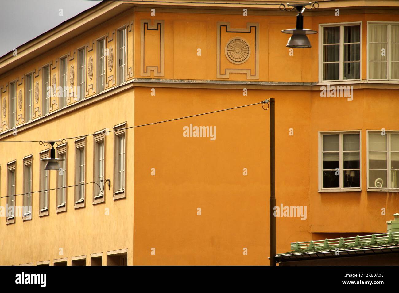 The beautiful exterior of an old yellow building in Stockholm Stock ...
