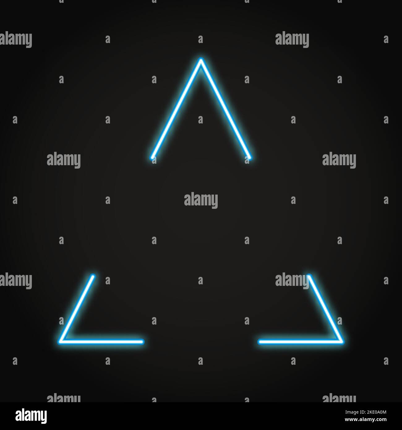 Neon blue triangle shining frame in line style. Glowing lines border ...