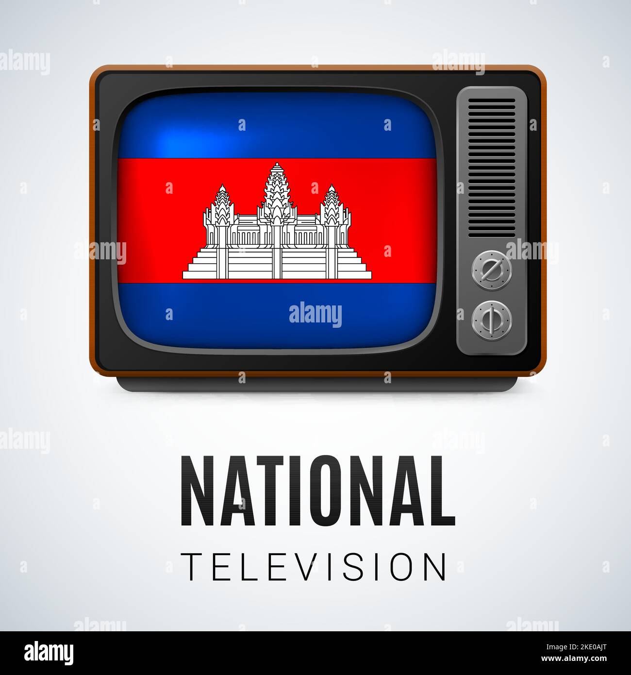 Vintage TV and Flag of Cambodia as Symbol National Television. Button ...