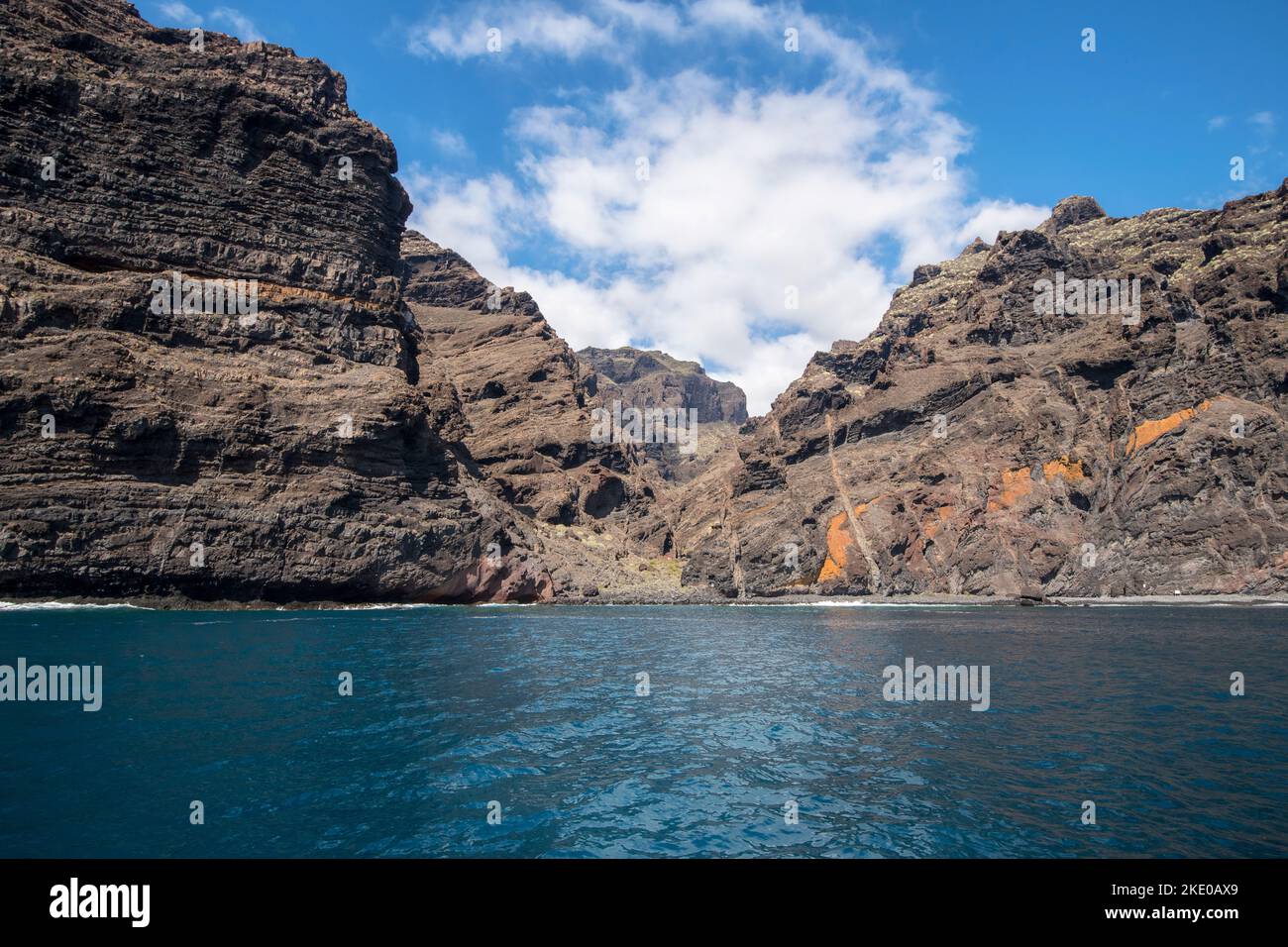 A scenic display of the rocks at beach Masca in Tenerife island and a ...