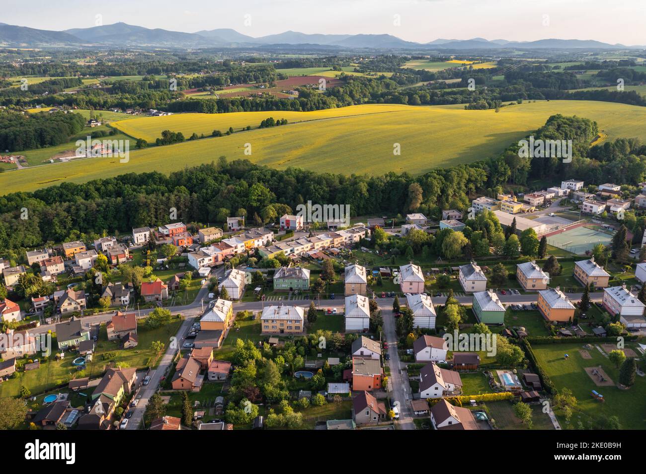 Aerial view of Terlicko municipality in Karvina District in the ...