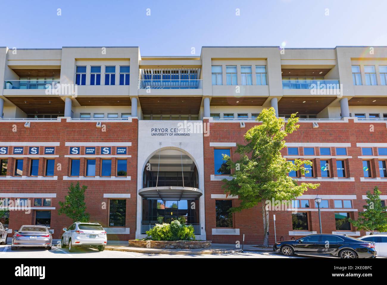 Arkansas, OCT 2 2022 - Sunny exterior view of the Pryor Center of ...