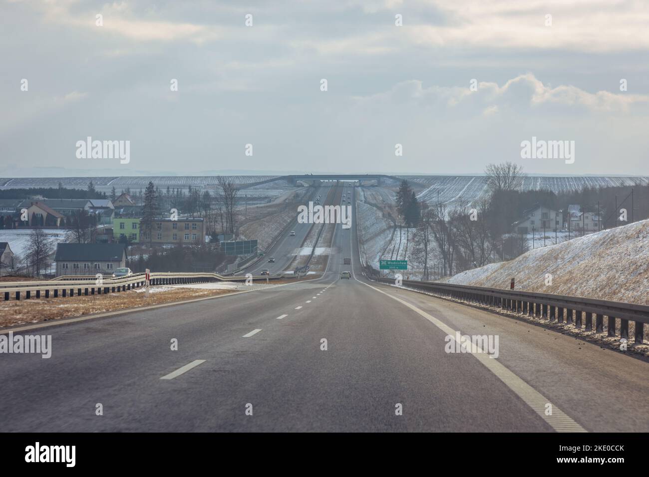 Expressway S7, major road in Poland, part of European route E77 view ...