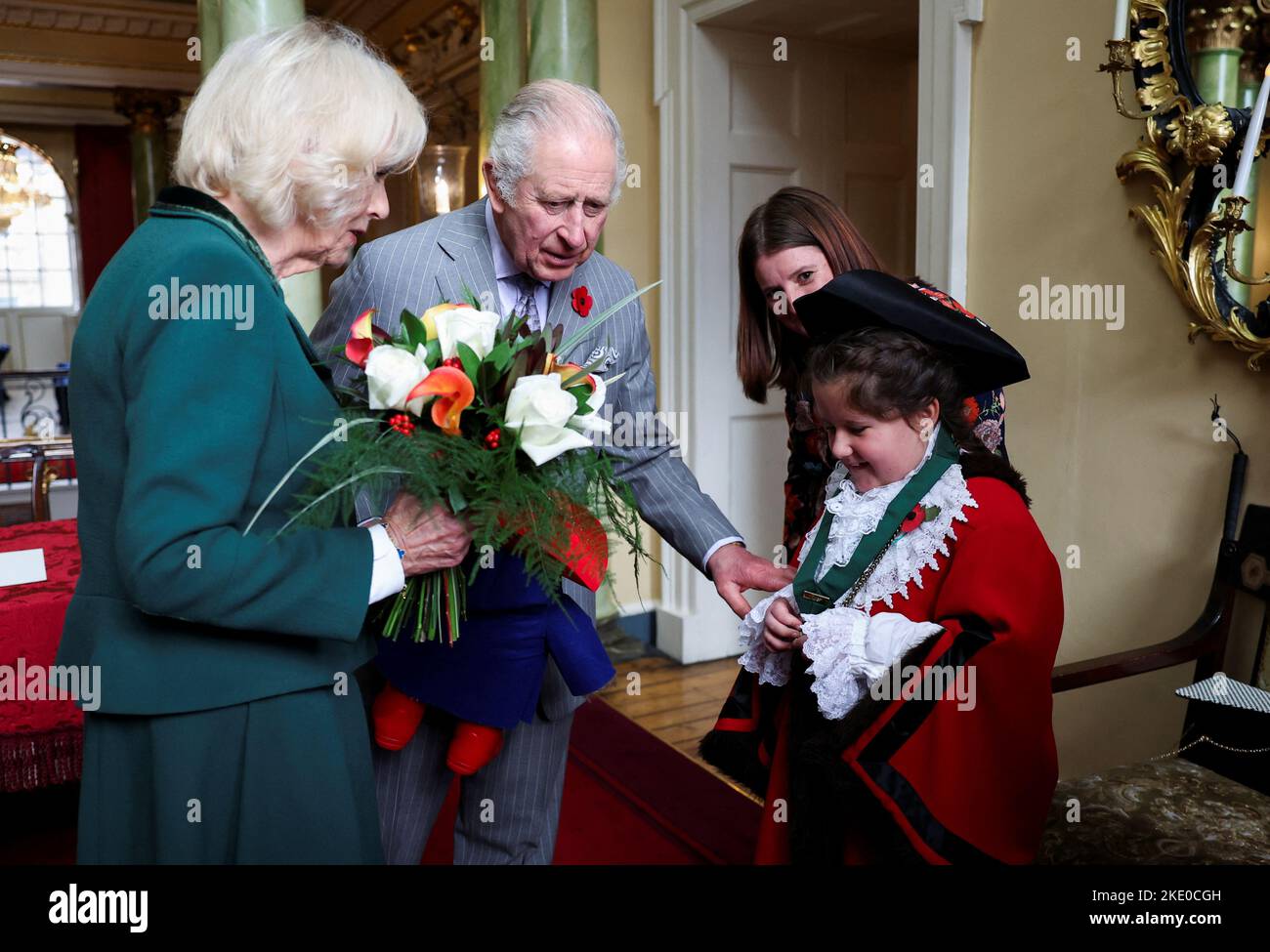 King Charles III and the Queen Consort speak to Doncaster junior civic ...