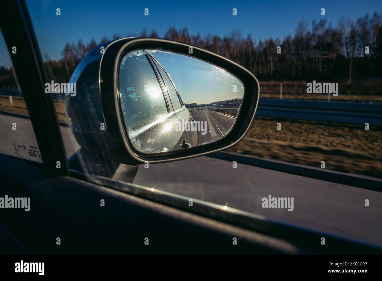 Side mirror reflection road hi-res stock photography and images - Alamy