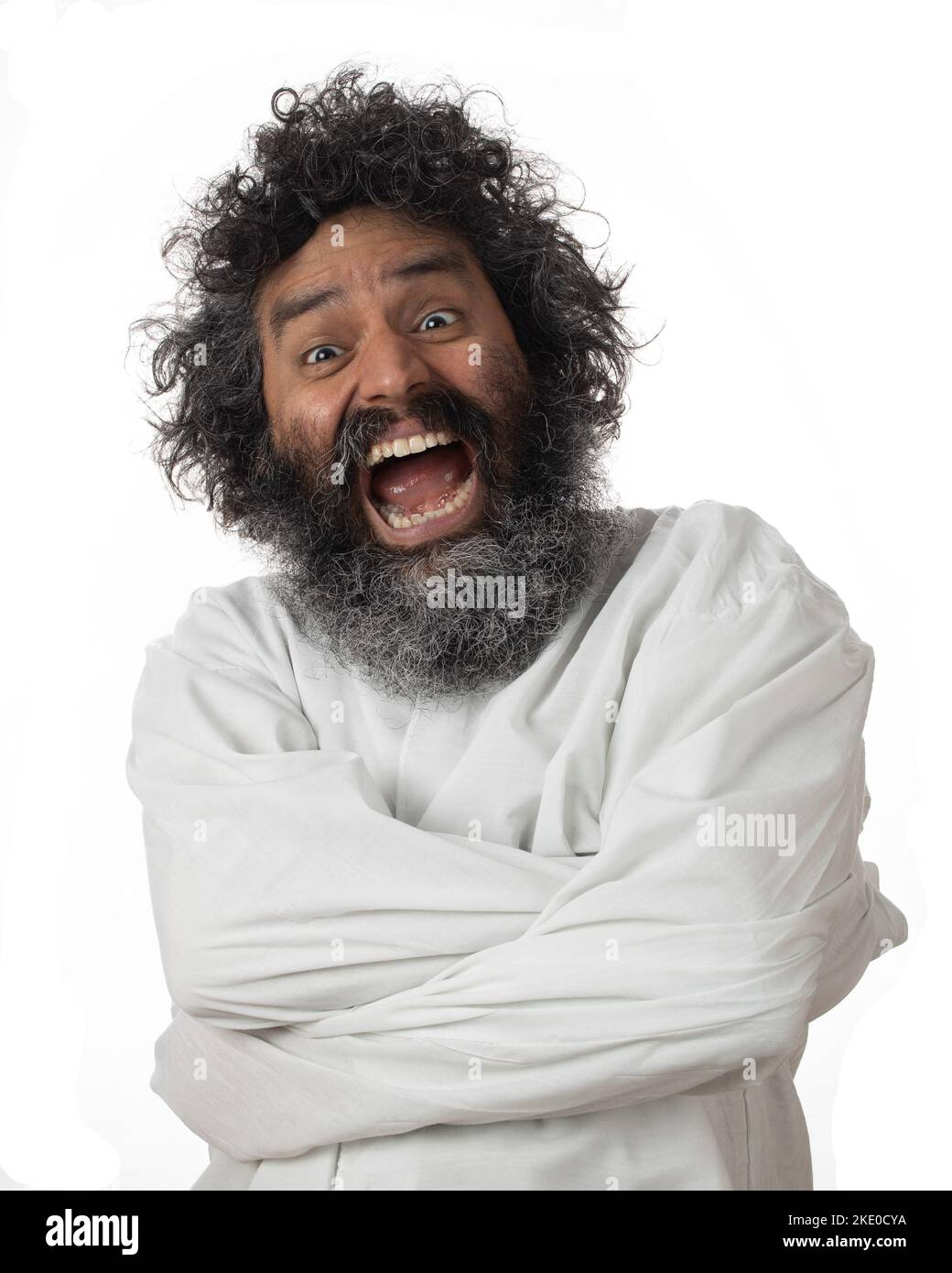 A vertical shot of a male psychopath with a contagious laugh in a ...