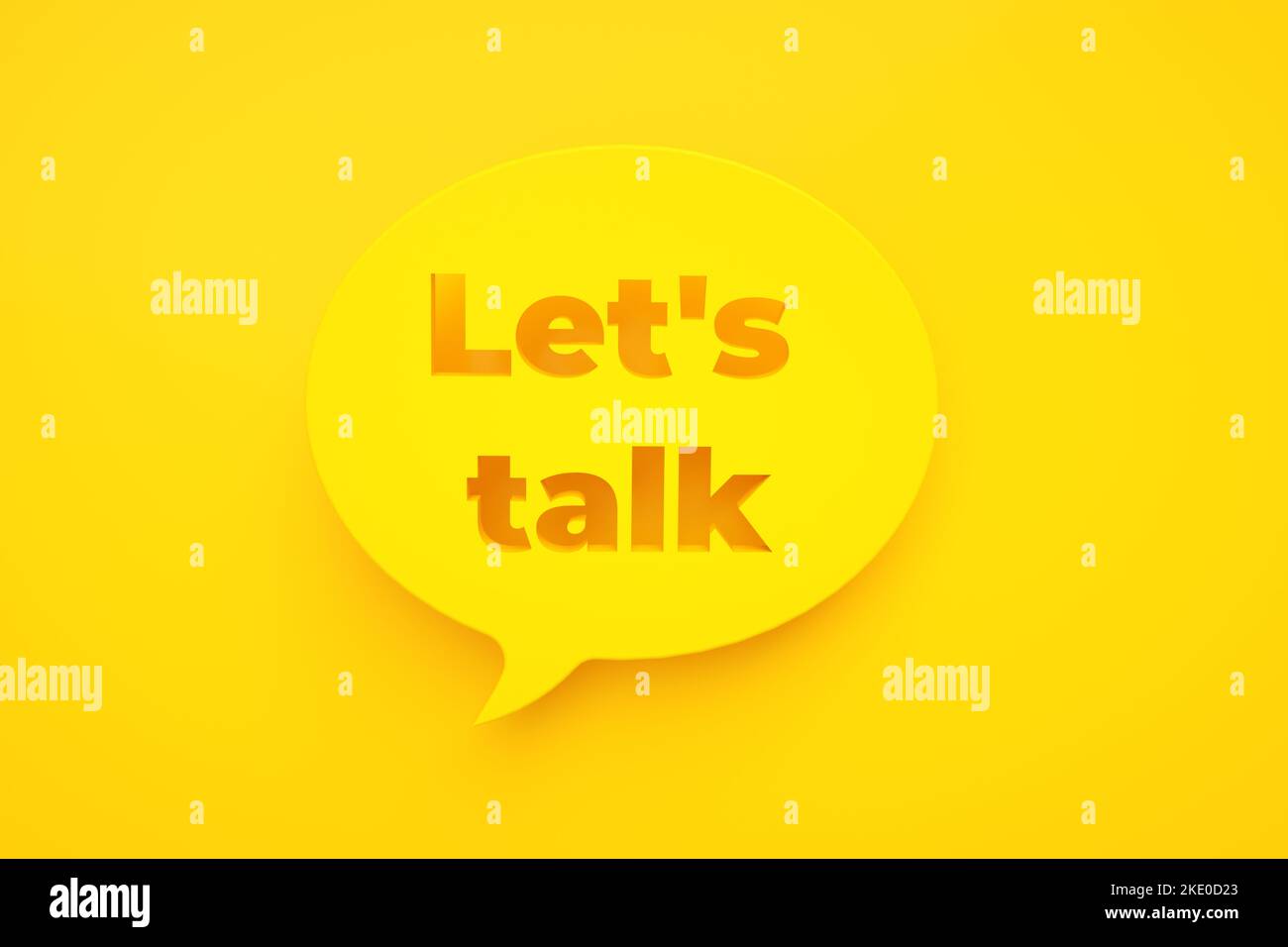 speech bubble with inscription let's talk over yellow background, 3d render Stock Photo - Alamy