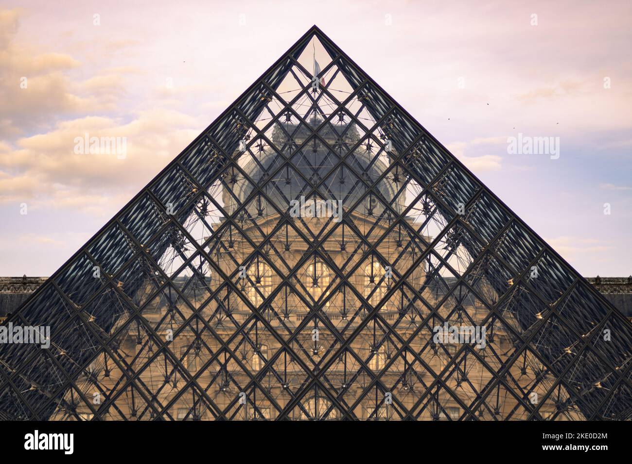 The beautiful Glass Pyramid of the Louvre Museum in Paris, France Stock ...