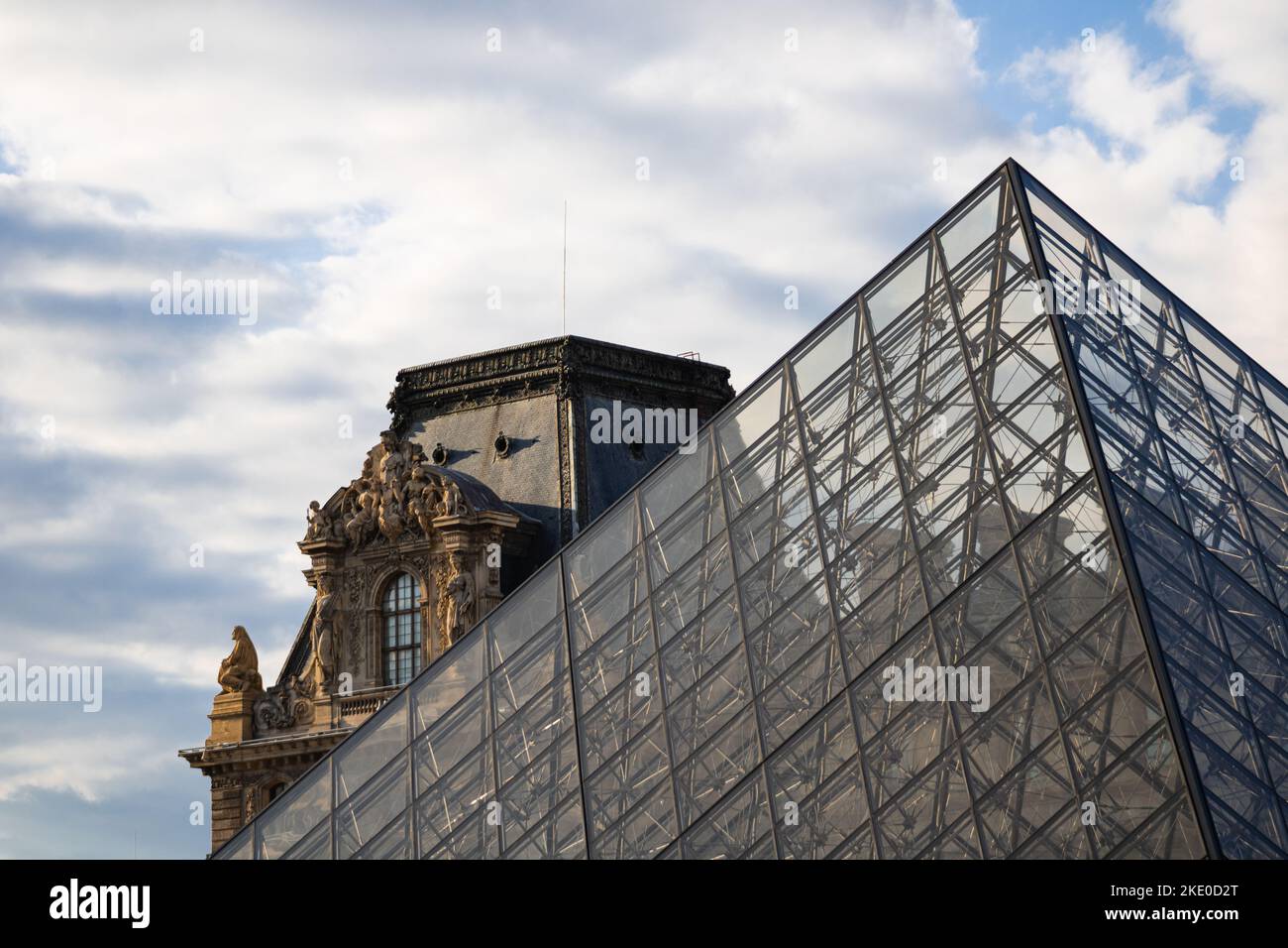 The beautiful Glass Pyramid of the Louvre Museum in Paris, France Stock ...