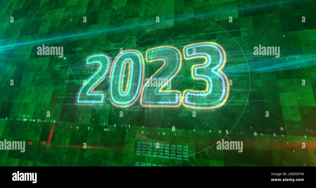 2023 year new digital design concept. Futuristic abstract 3d ...