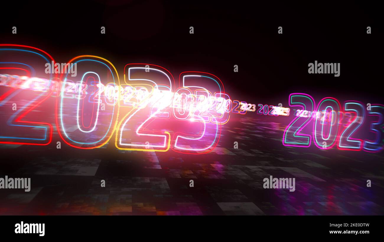 2023 year new digital design concept. Futuristic abstract 3d ...