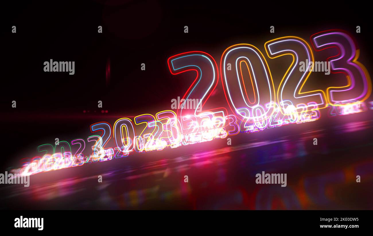 2023 year new digital design concept. Futuristic abstract 3d ...