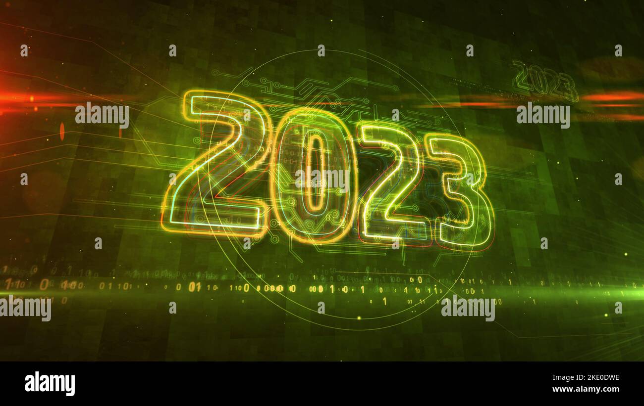 2023 year new digital design concept. Futuristic abstract 3d ...