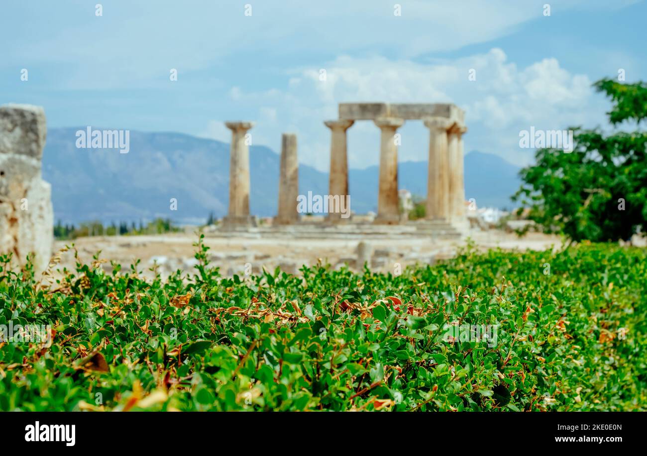 a view of the remains of the famous Temple of Apollo, in the Ancient ...