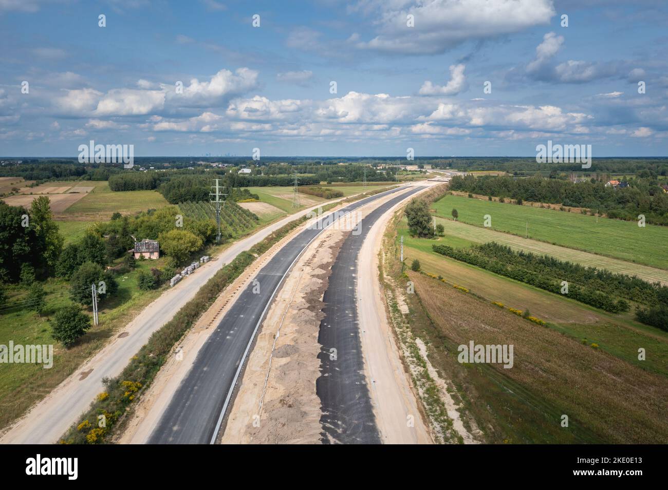 Construction site of S7 major road in Poland, part of European route ...