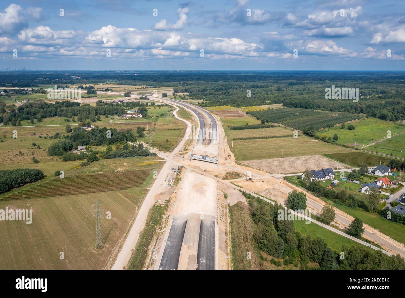 Construction site of S7 major road in Poland, part of European route ...