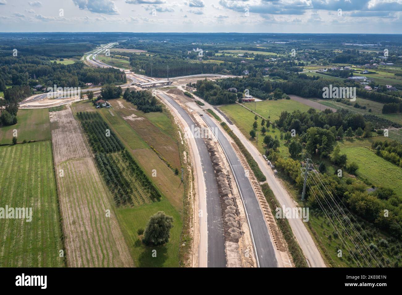 Construction site of S7 major road in Poland, part of European route ...